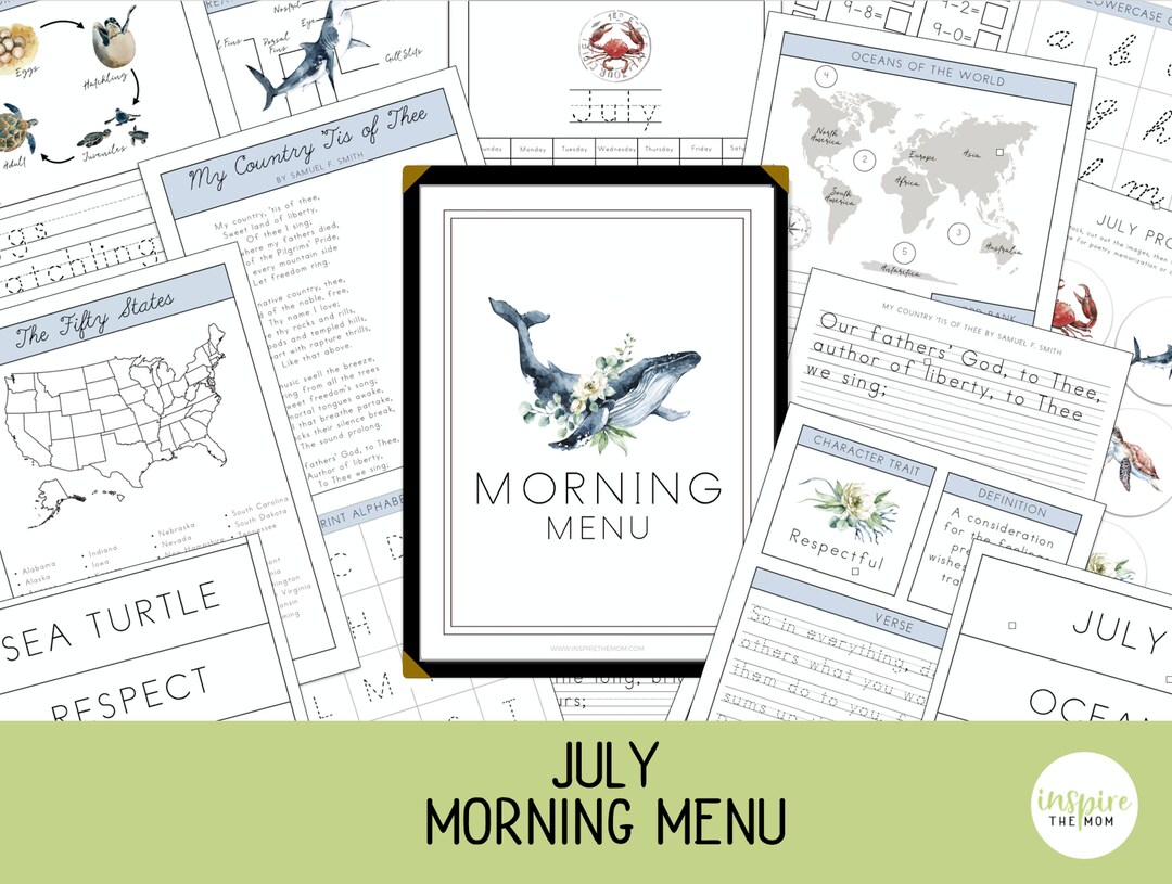 Morning Menu Pages for July | Morning Time Basket | Charlotte Mason ...
