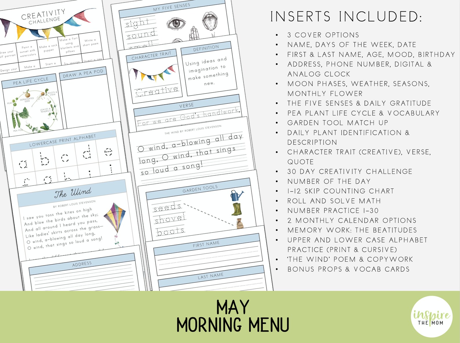 Morning Menu Pages for May, Homeschool Printable, Morning Time, Morning ...