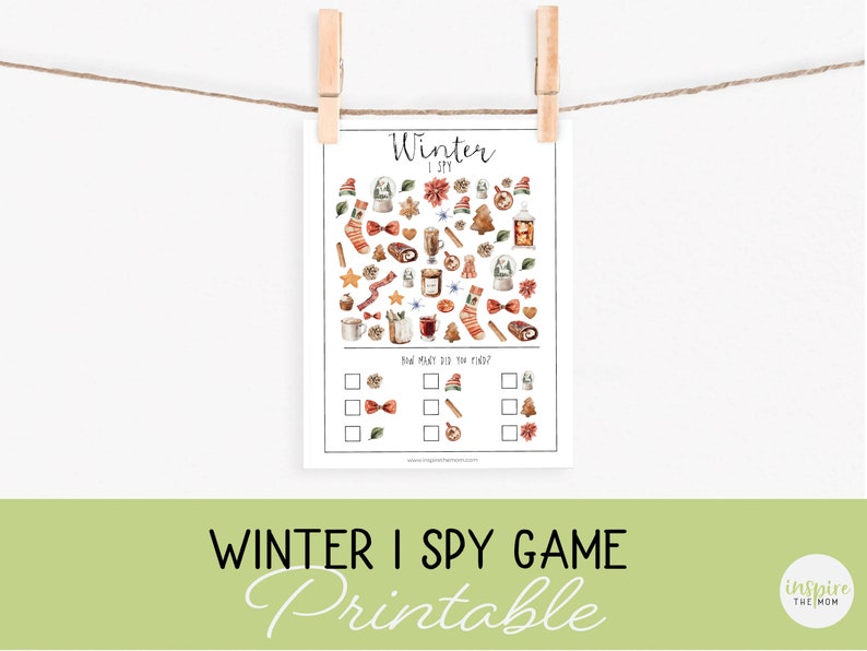 Winter I Spy Printable, Kids Activity, Two Game Sheets, Winter Game ...