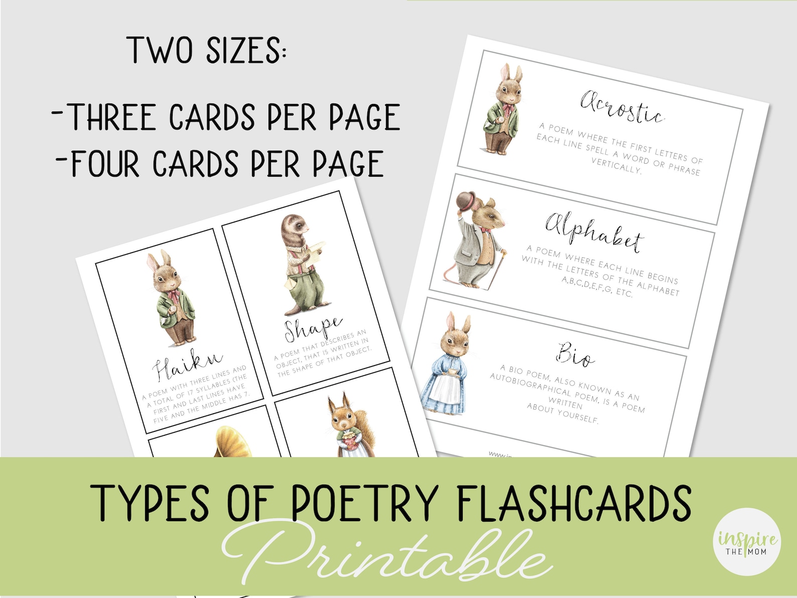 Types of Poetry Flash Cards, Homeschool Printable, Poetry Types, Peter ...