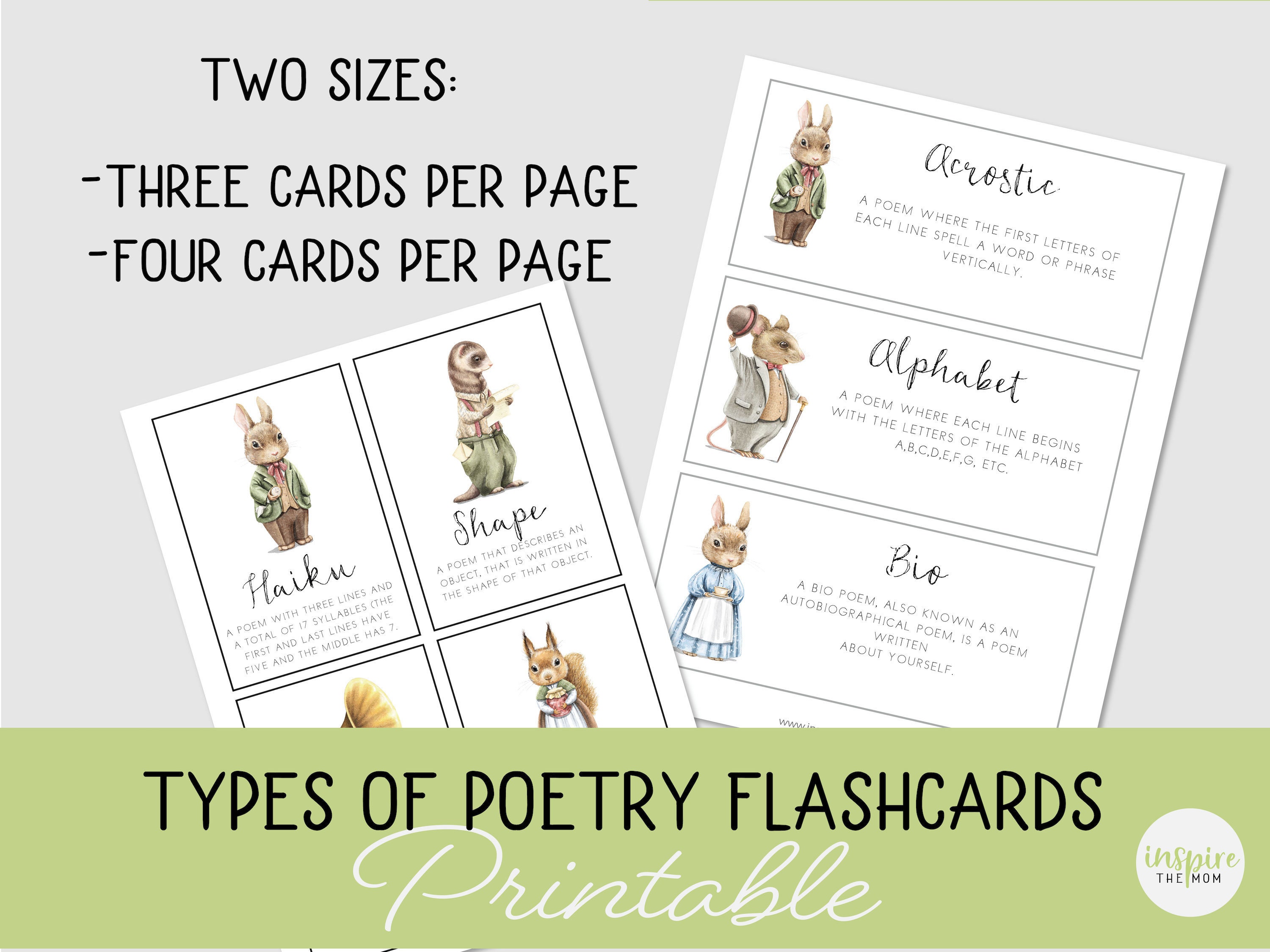 Types of Poetry Flash Cards, Homeschool Printable, Poetry Types, Peter ...