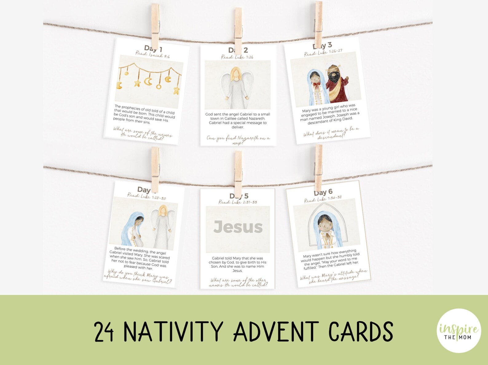 24 Nativity Christmas Advent Cards, With Scripture References, Advent ...