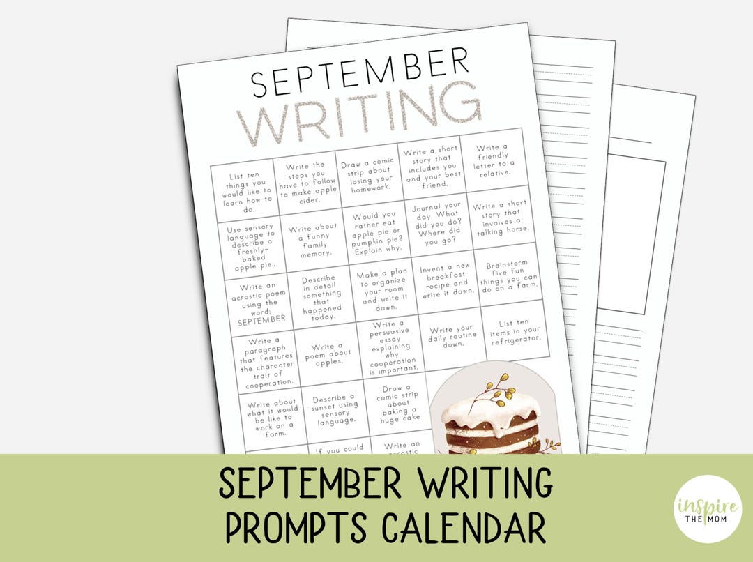 September Writing Prompts Calendar for Kids | Fall Writing Practice ...