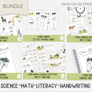 Farm Animal Unit BUNDLE, Nature Study, Math, Language Arts, Handwriting ...