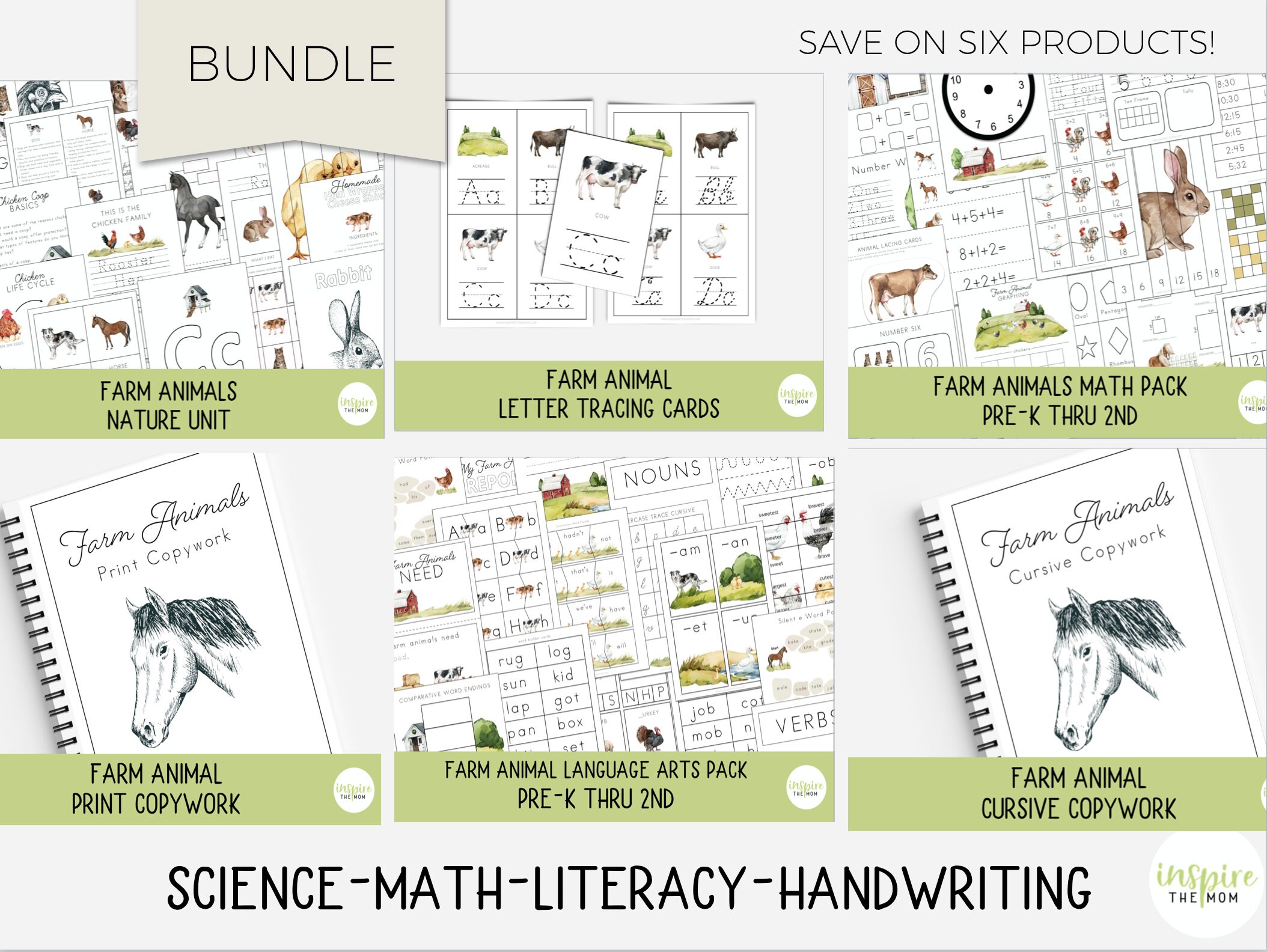 Farm Animal Unit BUNDLE Nature Study Math Language Arts - Etsy