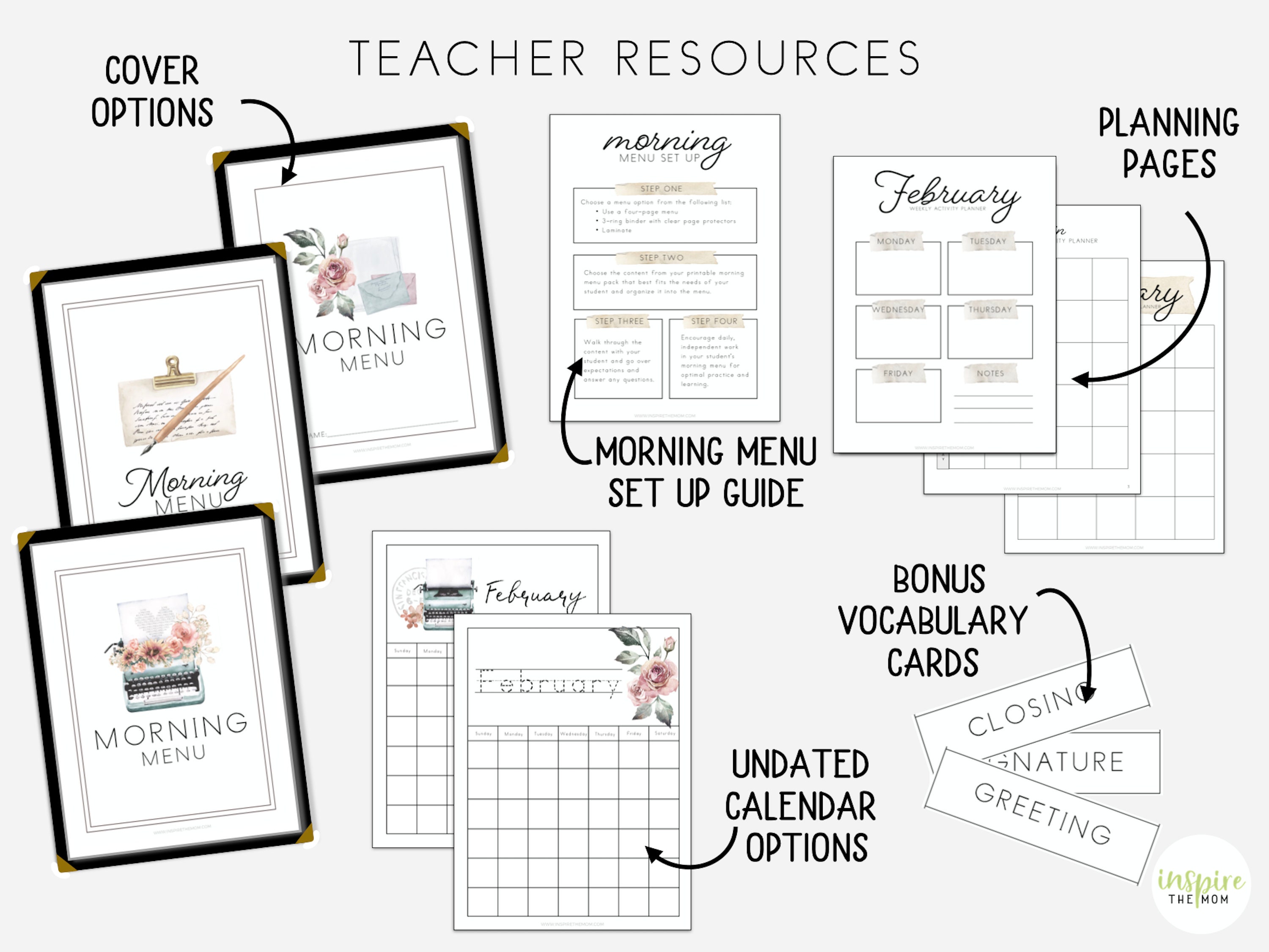 Morning Menu Pages for February, Homeschool Printable, Morning Time ...