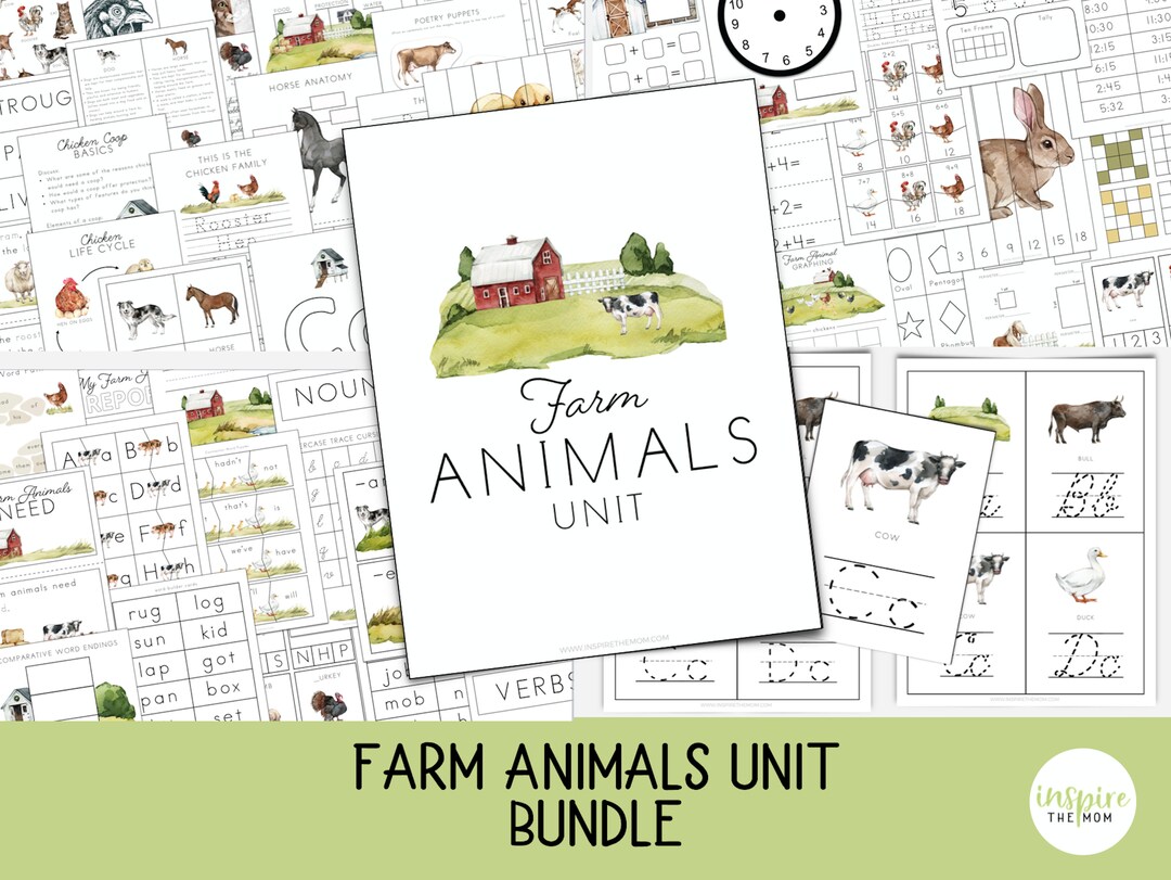 Farm Animal Unit BUNDLE, Nature Study, Math, Language Arts, Handwriting ...