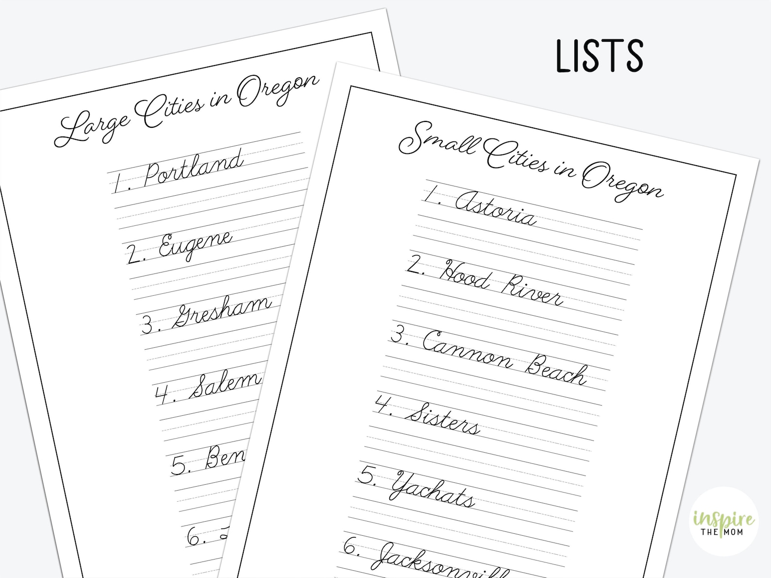 Oregon State Study CURSIVE Copy Work, Homeschool Printable, Oregon ...