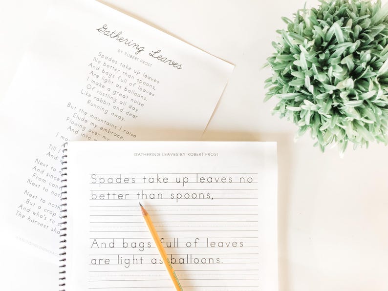 Fall Poems Print Copywork, PRINT Handwriting Practice, Charlotte Mason ...