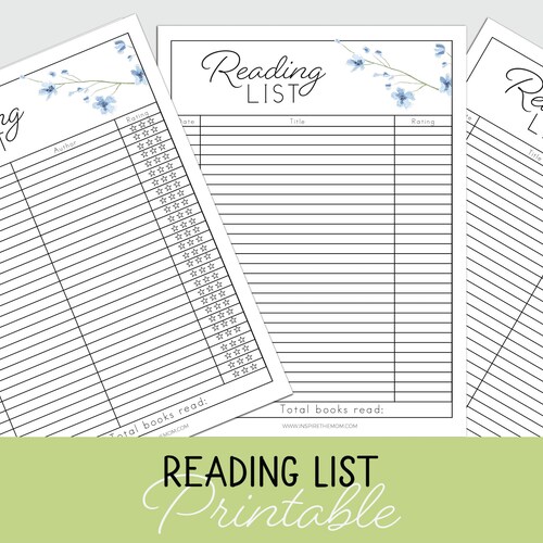 Reading List Reading Record Tracking Sheet Homeschool - Etsy