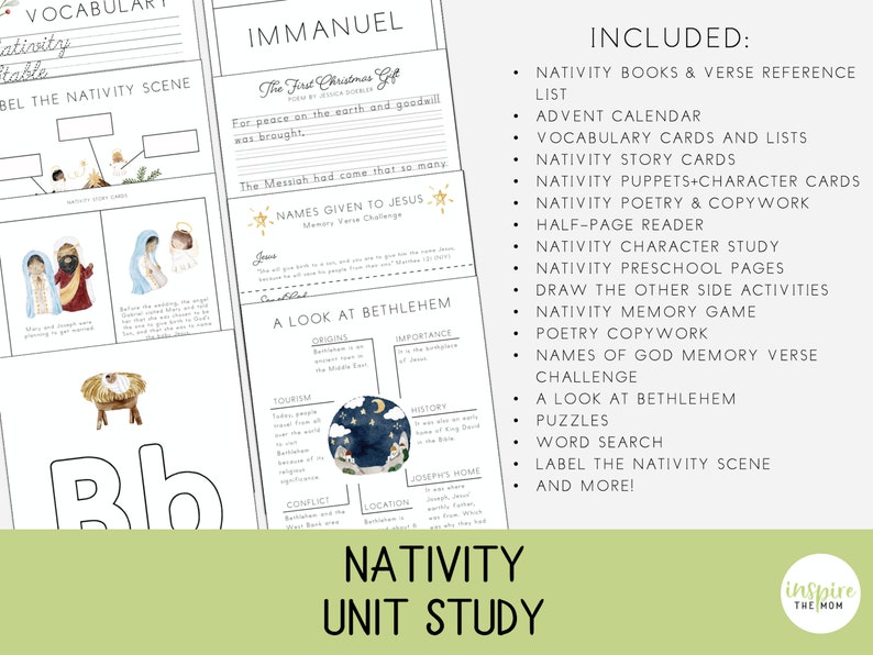 Nativity Unit Study, Nativity Activities, Prek-4th Grade, Christmas ...