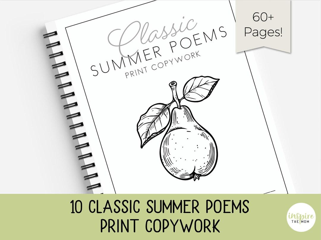 Summer Poems Print Copywork, PRINT Handwriting Practice, Summer Poetry ...