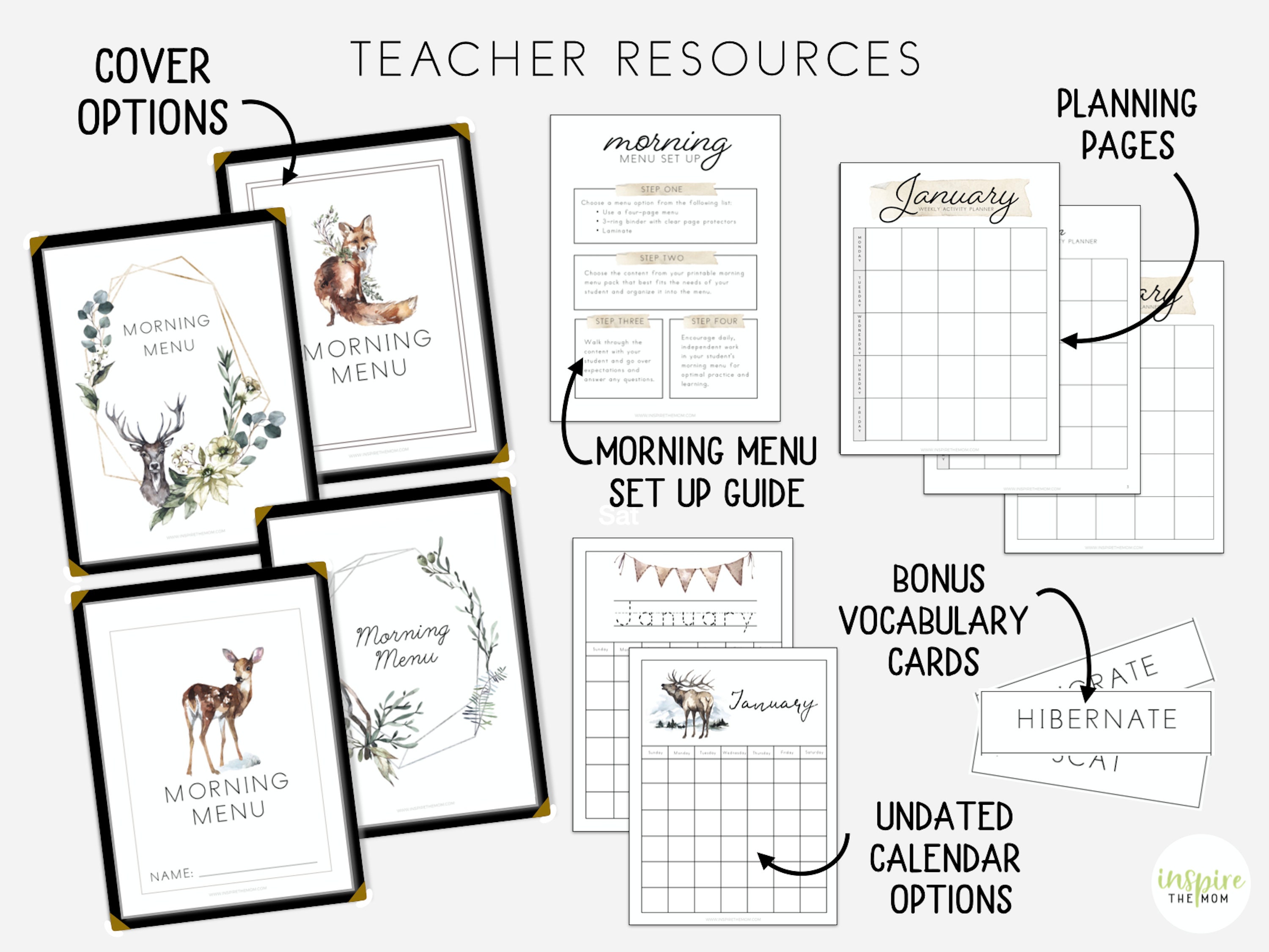 Morning Menu Pages for January, Homeschool Printable, Morning Time ...