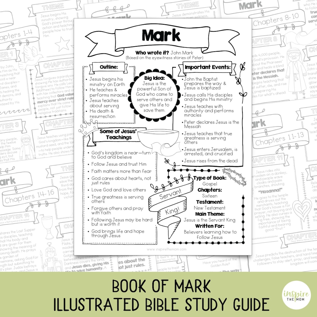 Book of Mark Illustrated Bible Study Guide for Kids | Chapter Summary 1 ...