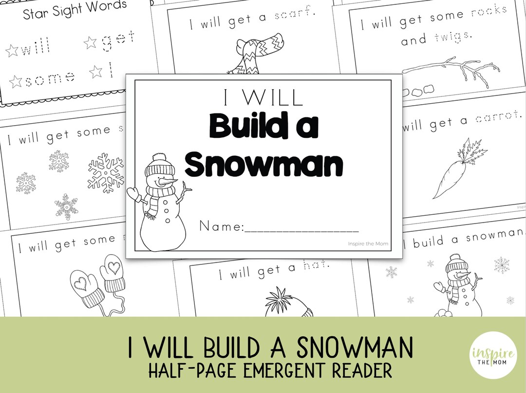 I Will Build a Snowman Emergent Reader | Printable Winter Mini Book for ...