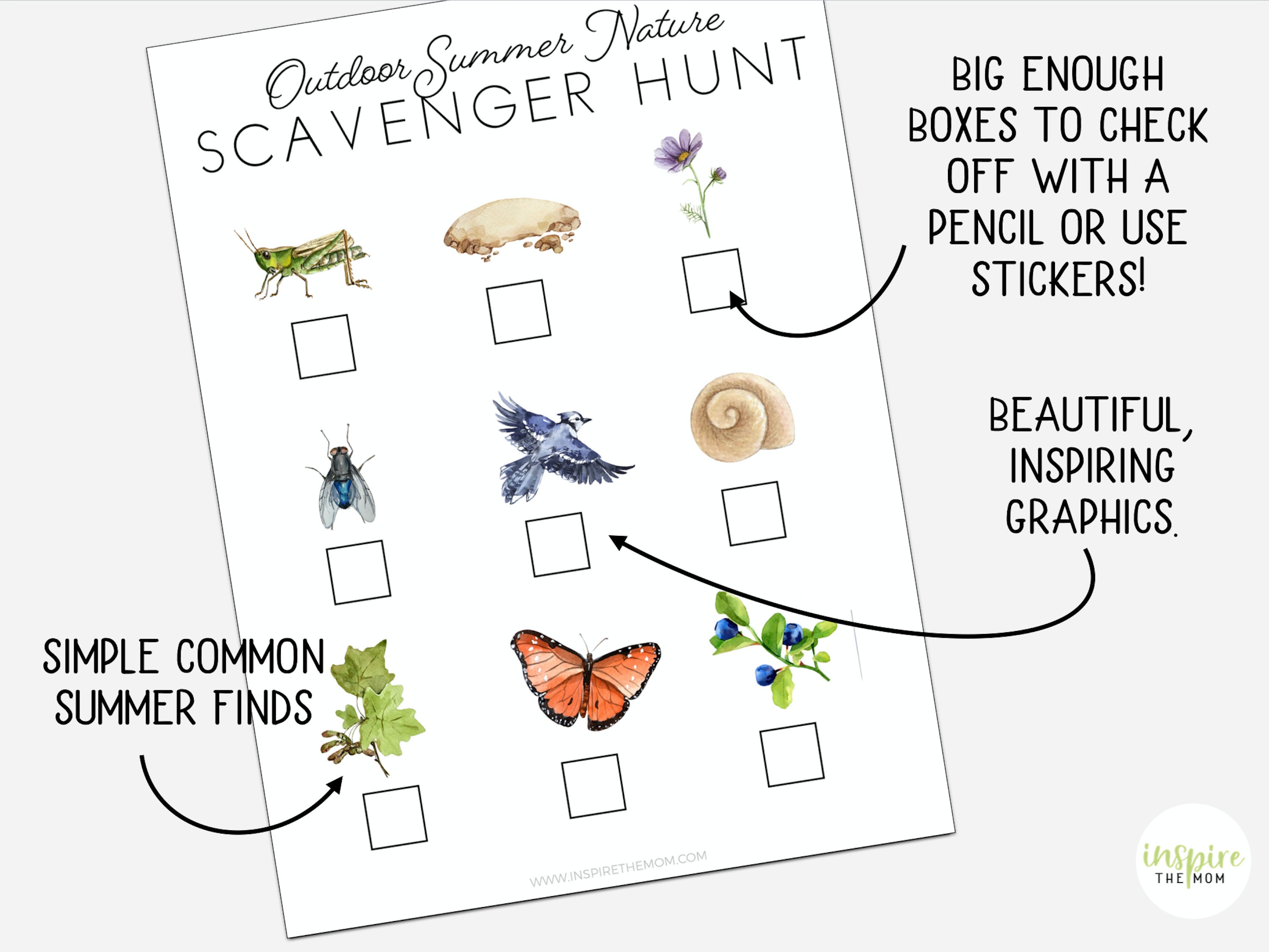Summer Nature Scavenger Hunt, for Prek-2nd Grade, Nature Study, Outdoor ...