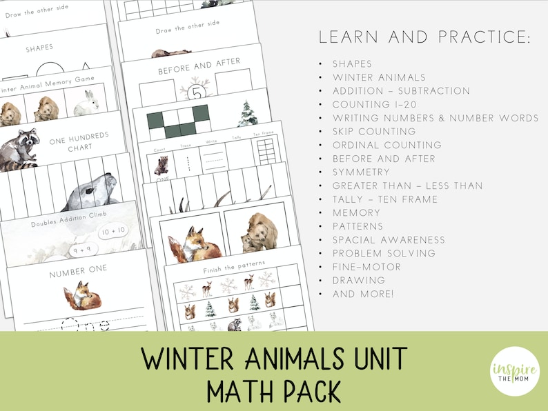 Winter Animals Unit Bundle, Nature Study, Math, Language Arts and ...