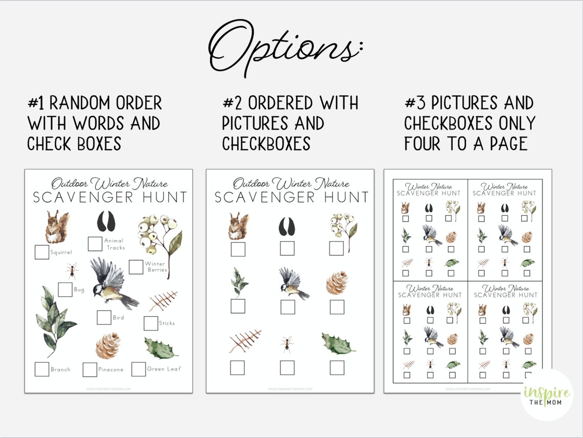 Winter Nature Scavenger Hunt, for Prek-2nd Grade, Nature Study, Outdoor ...