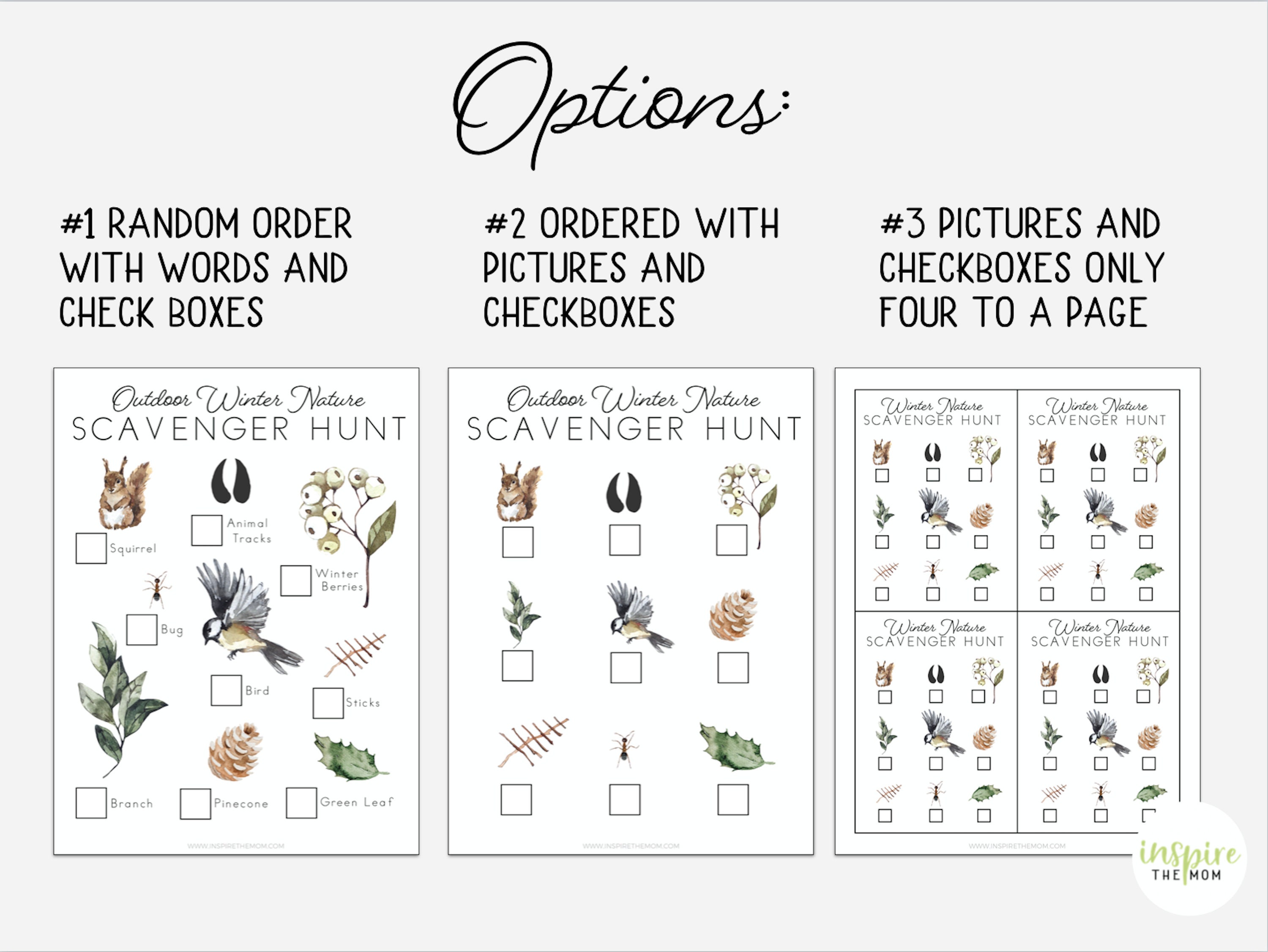 Winter Nature Scavenger Hunt, for Prek-2nd Grade, Nature Study, Outdoor ...