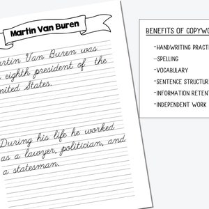 U.S. Presidents Cursive Copywork, Homeschool Printable, Classical and ...