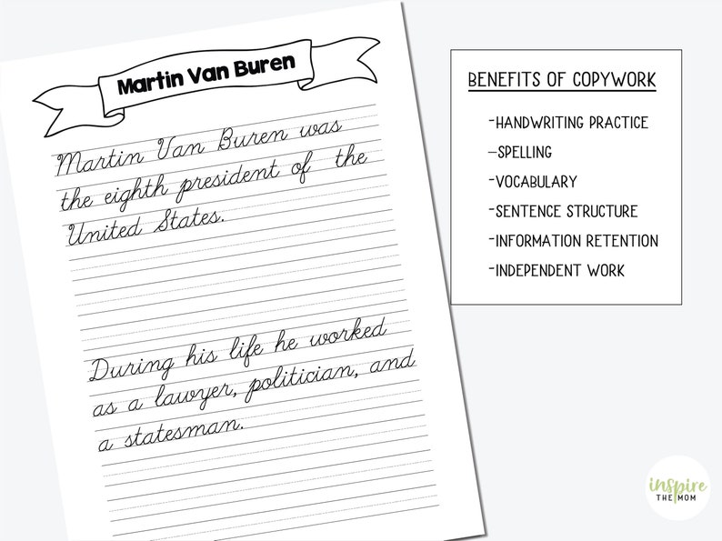 U.S. Presidents Cursive Copywork Homeschool Printable - Etsy