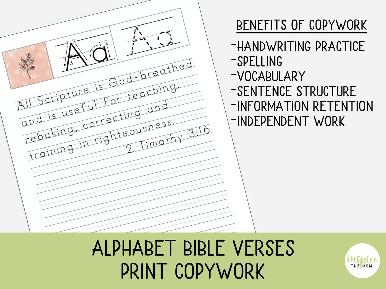 Print Alphabet Bible Verse Copywork Print Copywork Print - Etsy