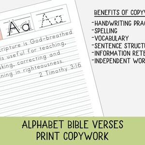 Print Alphabet Bible Verse Copywork, Print Copywork, Print Handwriting ...