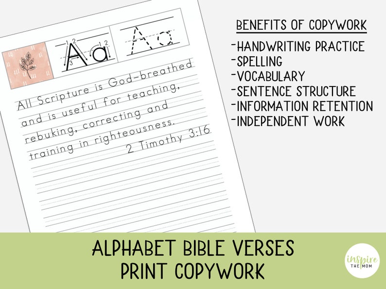 Print Alphabet Bible Verse Copywork Print Copywork Print - Etsy