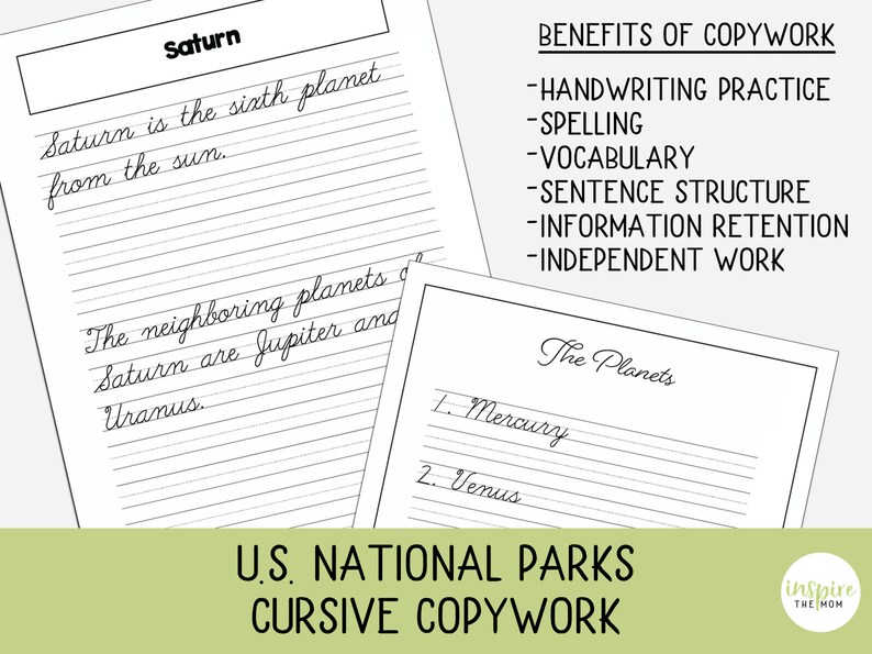 The Planets, Cursive Copywork, Planet Facts, Cursive Handwriting ...