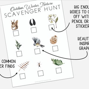 Winter Nature Scavenger Hunt, for Prek-2nd Grade, Nature Study, Outdoor ...