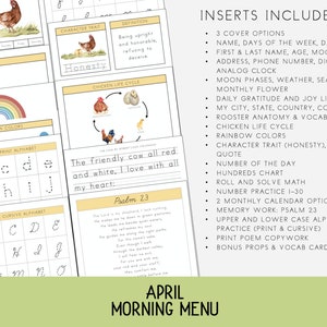 Spring Morning Menu Bundle, March, April, May, Homeschool Printable ...