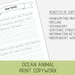 Ocean Animals Print Copywork, Ocean Animal Facts, Print Handwriting ...