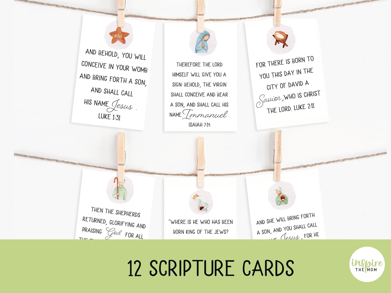 Christmas Advent Scripture Cards Nativity Advent 12 | Etsy