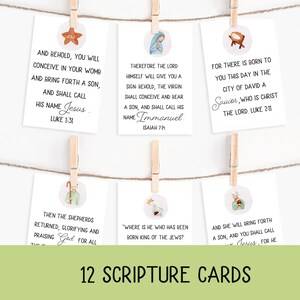 Christmas Advent Scripture Cards, Nativity Advent, 12 Scripture Cards ...
