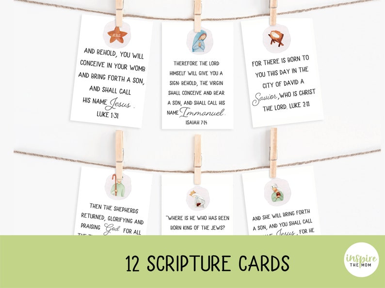 Christmas Advent Scripture Cards Nativity Advent 12 - Etsy