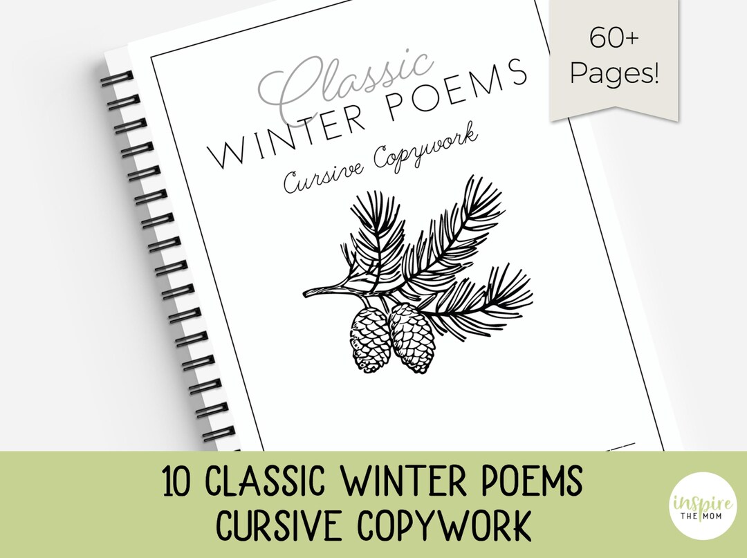 Winter Poems Cursive Copywork, CURSIVE Handwriting Practice, Charlotte ...