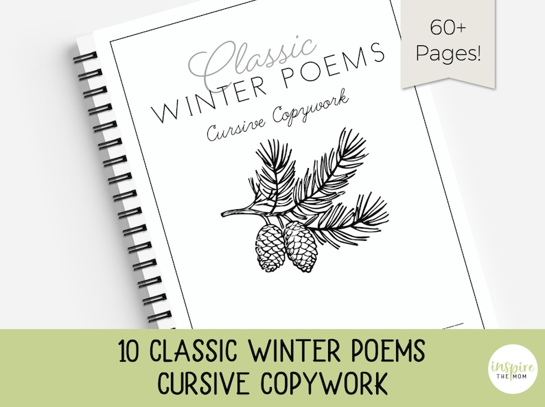 Winter Poems Cursive Copywork, CURSIVE Handwriting Practice, Charlotte ...