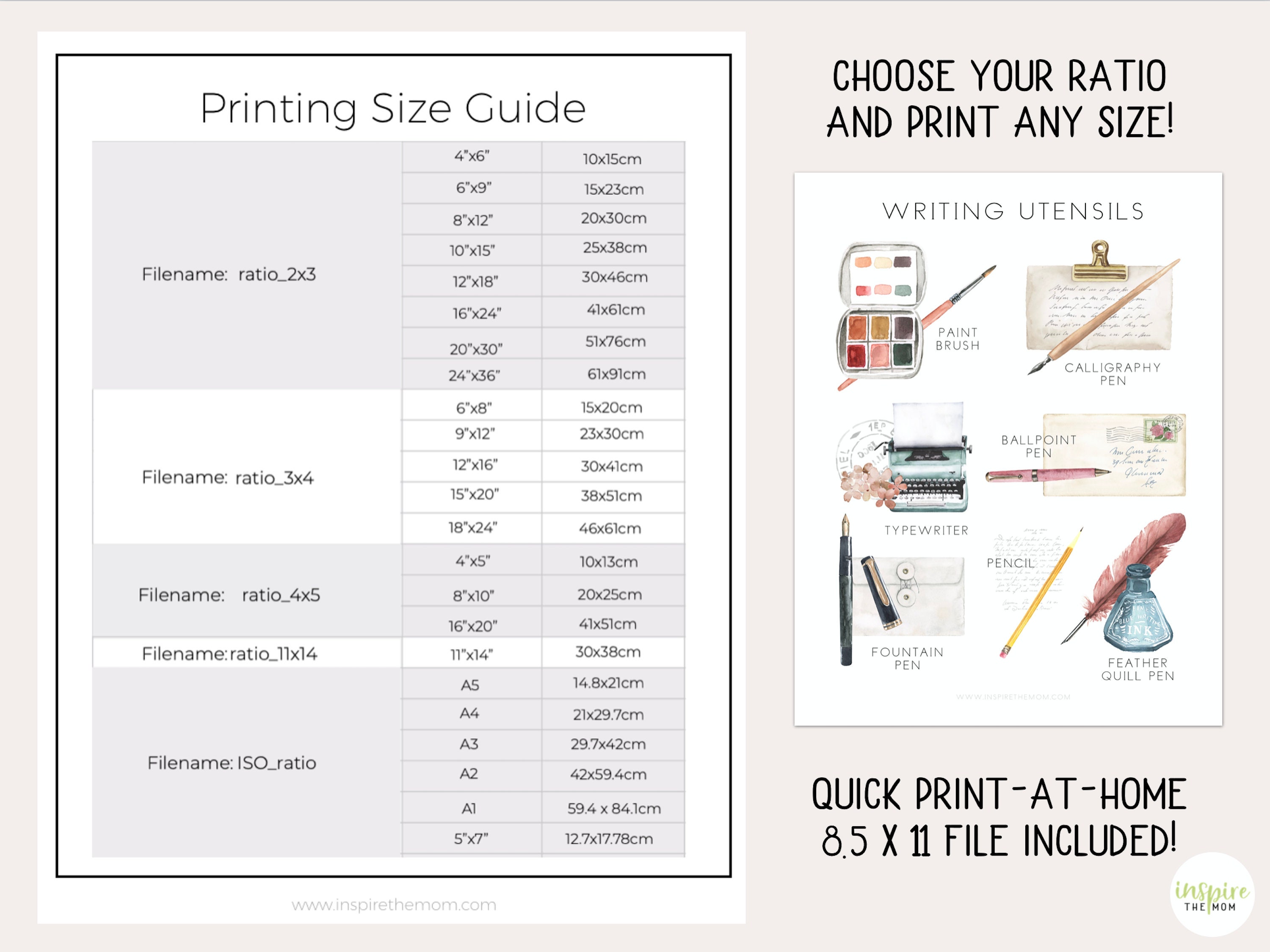 Writing Utensils Poster Digital Download Educational Office - Etsy