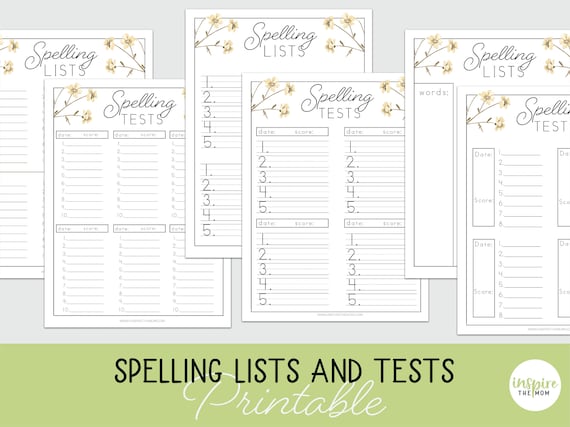 Spelling Lists and Tests Spelling Tracking Sheets Homeschool - Etsy