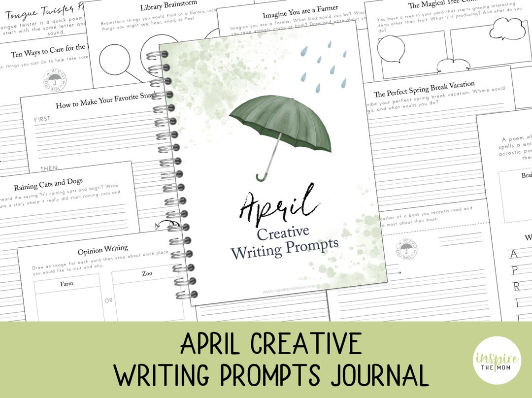 April Creative Writing Prompts Journal for Kids, Spring Writing ...