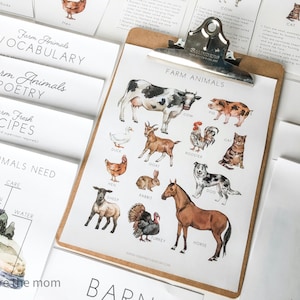Farm Animal Unit BUNDLE, Nature Study, Math, Language Arts, Handwriting ...