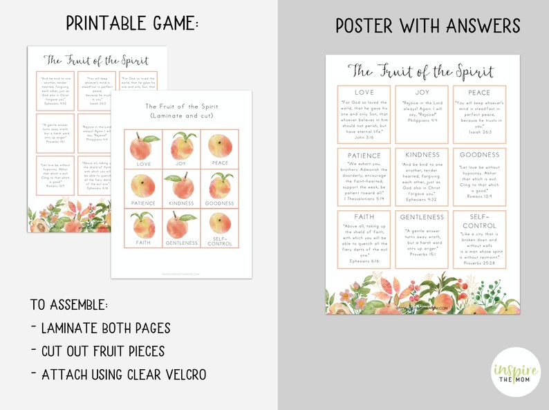Fruit of the Spirit Printable Matching Game, Galatians 5 Activity ...