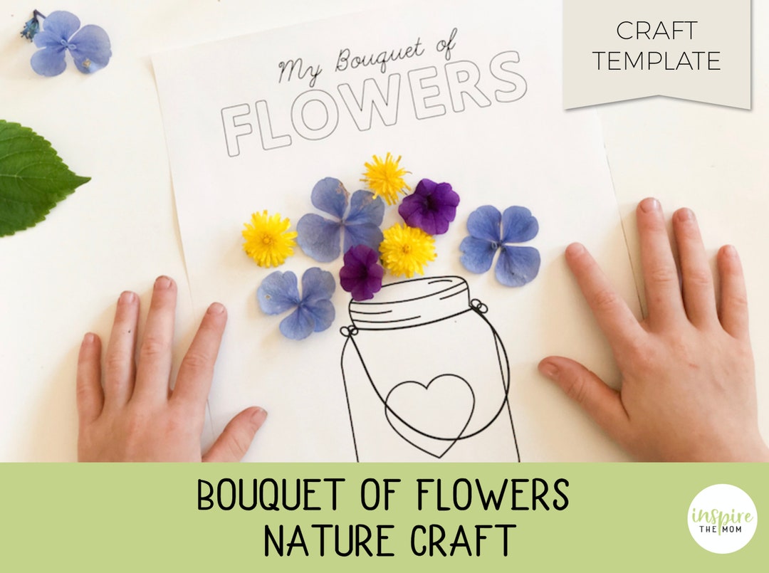 Bouquet of Flowers Nature Craft Template, Dried Flower Craft, Nature ...