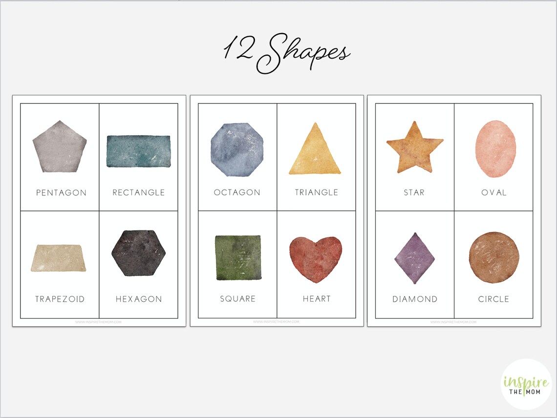 2-D Shape Flashcards Preschool Shapes Shapes Flashcards | Etsy