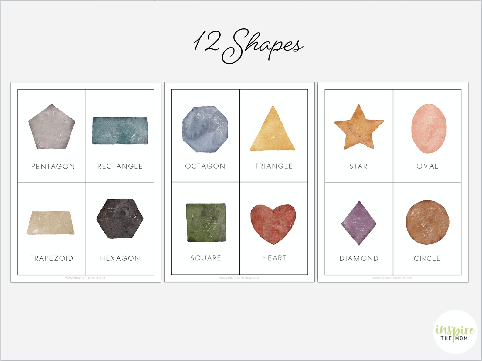 2-D Shape Flashcards, Preschool Shapes, Shapes Flashcards, Montessori ...