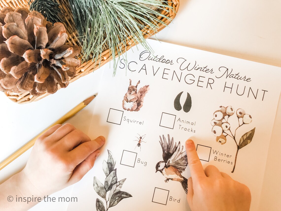 Winter Nature Scavenger Hunt, for Prek-2nd Grade, Nature Study, Outdoor ...