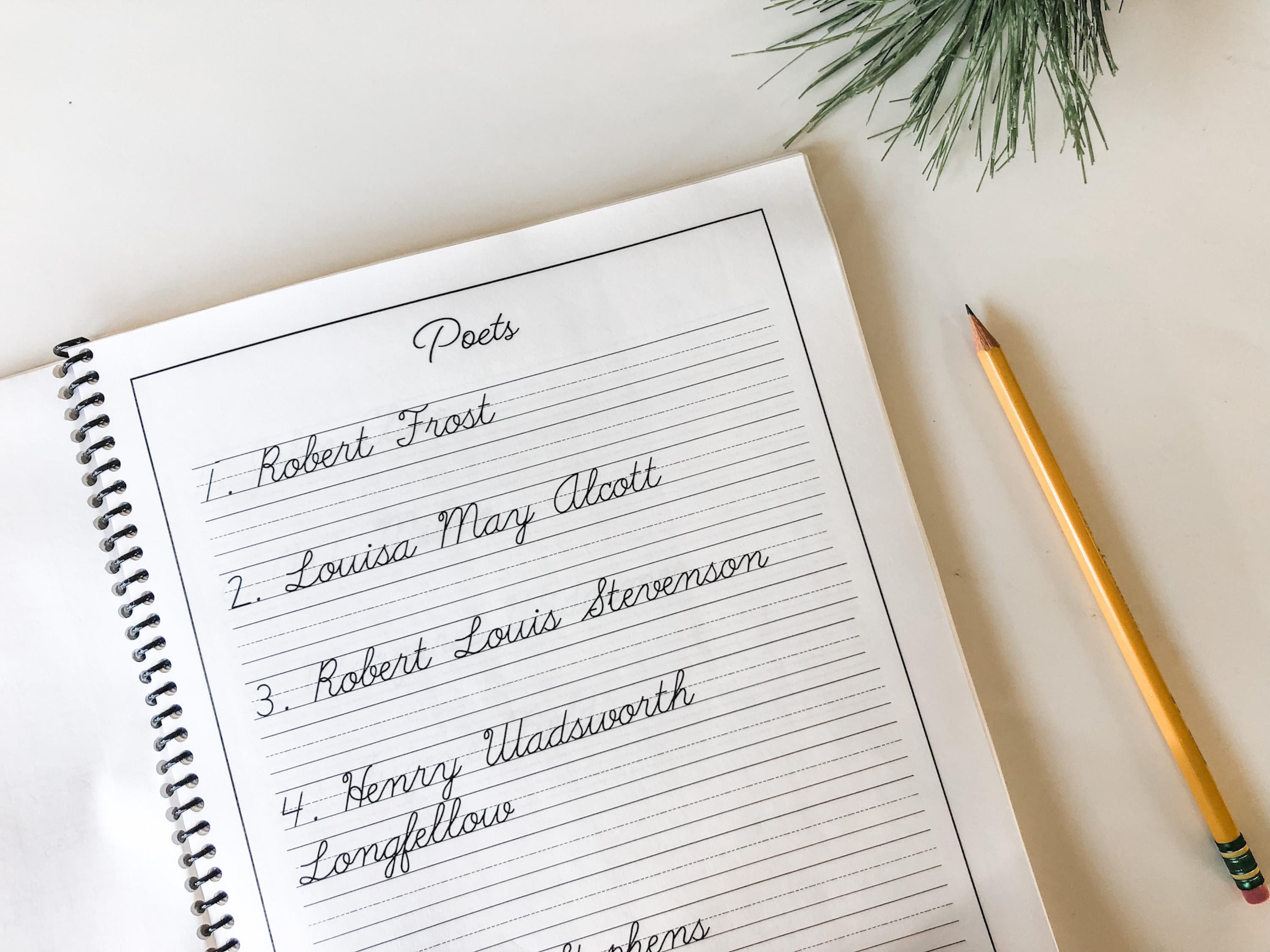 Winter Poems Cursive Copywork, CURSIVE Handwriting Practice, Charlotte ...