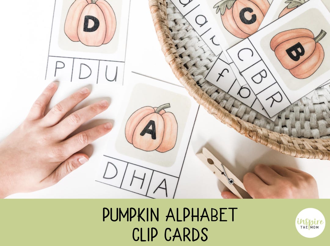Pumpkin Alphabet Clip Cards | Uppercase and Lowercase Letter ...