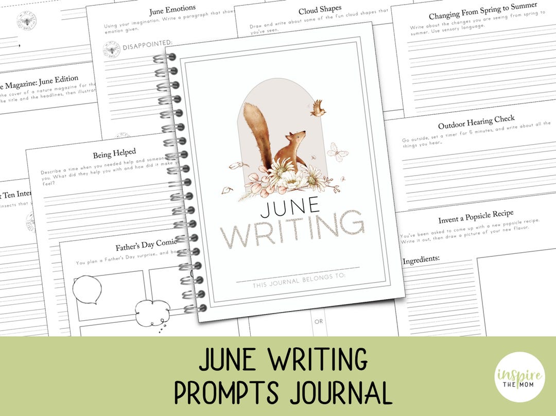 June Creative Writing Prompts Journal for Kids | Summer Writing ...