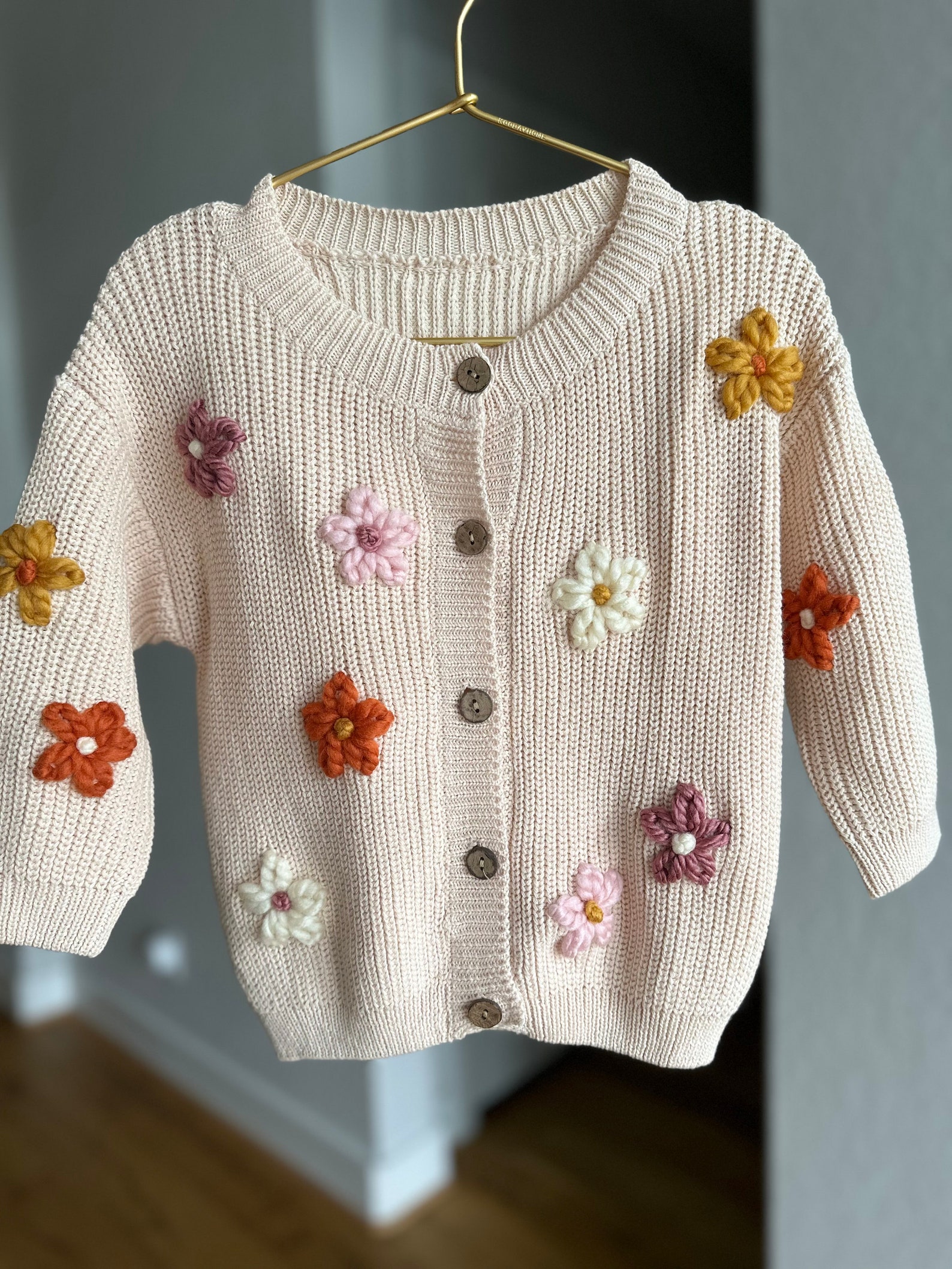 Hand Embroidered Knit Baby Cardigan, Fall Daisies Outfit - Etsy